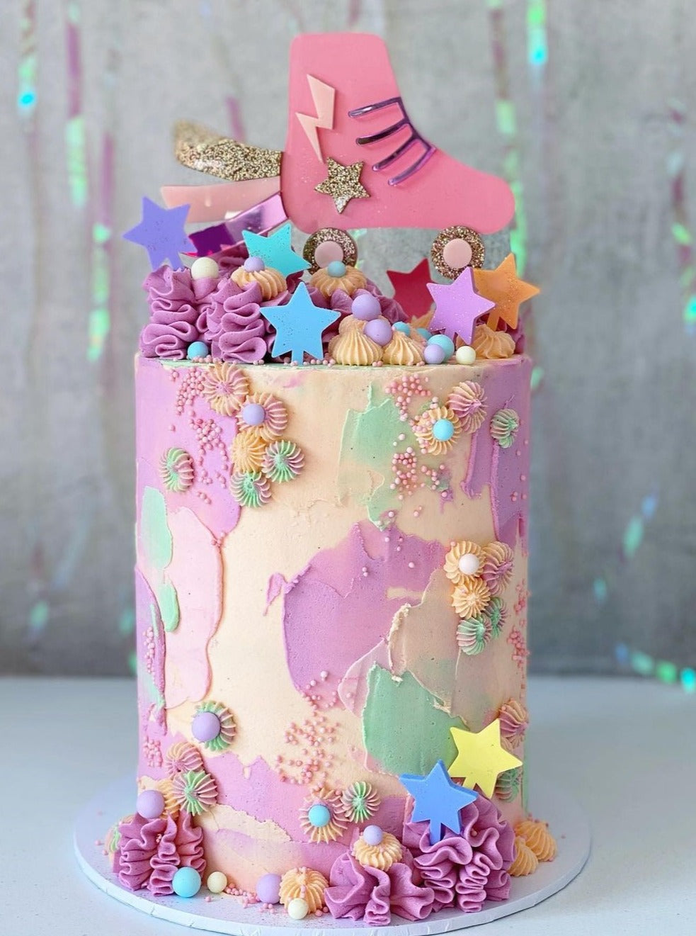 Roller Skating Sheet Cake Glitter Skates Birthday Cake Topper