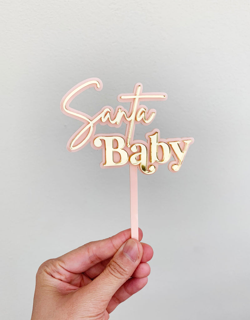 Santa Baby Mixed Font Double Layered Acrylic Cake Topper – XOXO Design